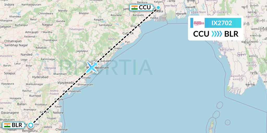 IX2702 Flight Status Air India Express: Kolkata to Bangalore (AXB2702)