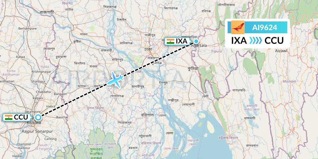AI9624 Flight Status Air India: Agartala to Kolkata (AIC9624)