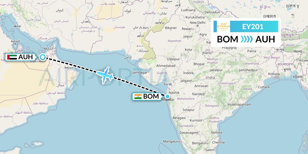 EY201 Flight Status Etihad Airways: Mumbai to Abu Dhabi (ETD201)