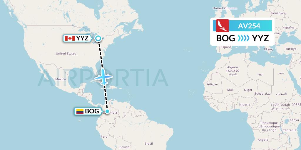 AV254 Flight Status Avianca: Bogota to Toronto (AVA254)