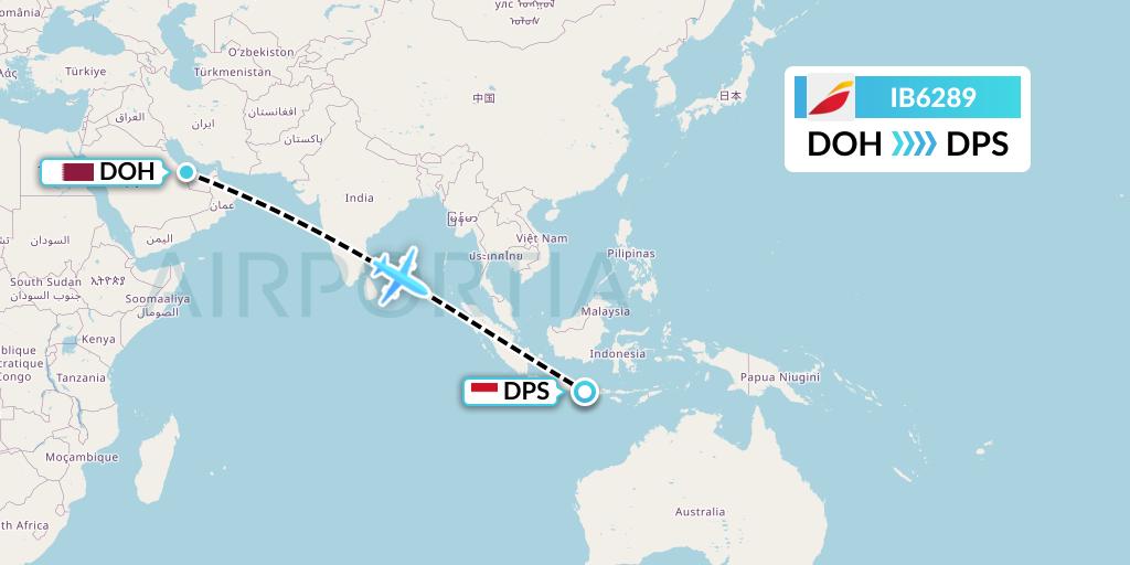 IB6289 Flight Status Iberia: Doha to Denpasar (IBE6289)