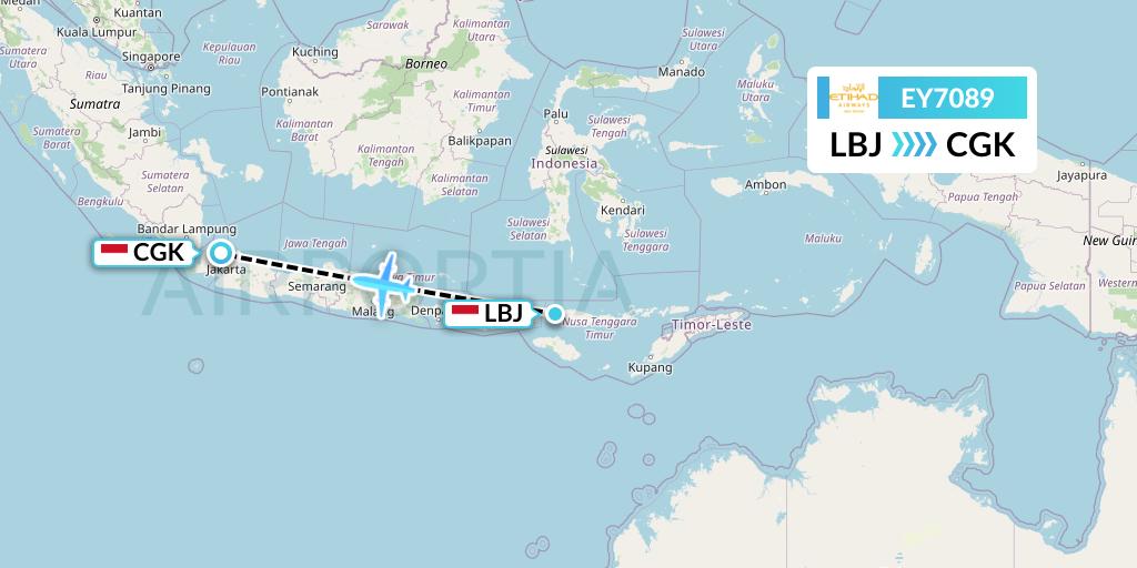 EY7089 Flight Status Etihad Airways: Labuan Bajo to Jakarta (ETD7089)