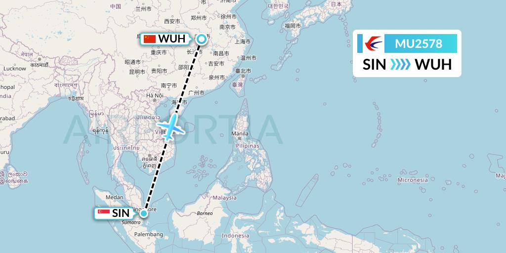 MU2578 Flight Status China Eastern Airlines: Singapore to Wuhan (CES2578)