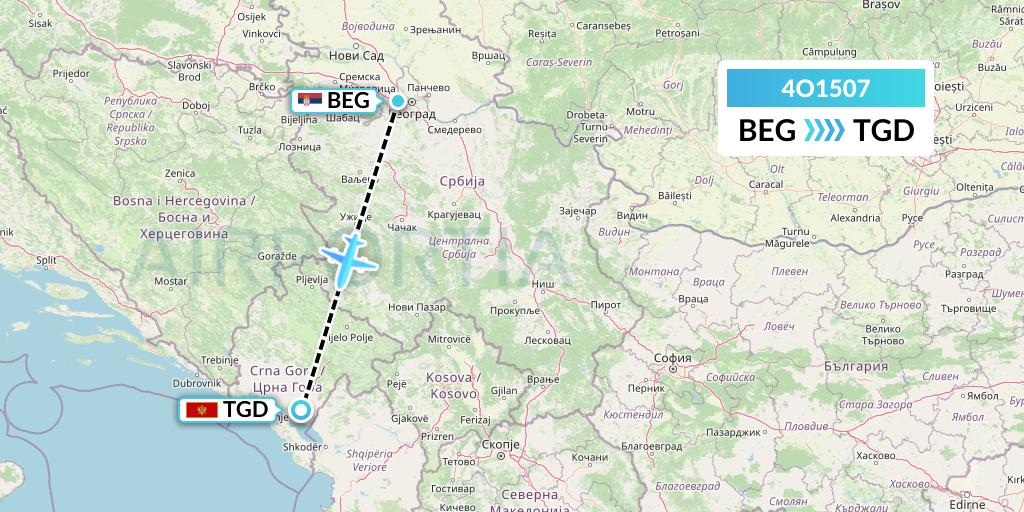 4O1507 Flight Status Air Montenegro: Belgrade to Podgorica (MNE1507)