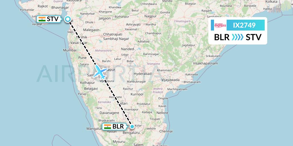 IX2749 Flight Status Air India Express: Bangalore to Surat (AXB2749)