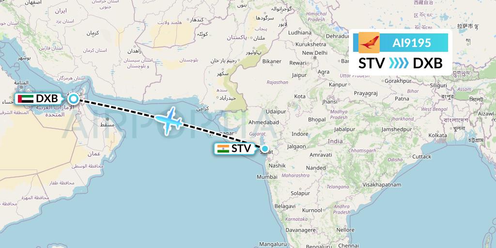 AI9195 Flight Status Air India: Surat to Dubai (AIC9195)