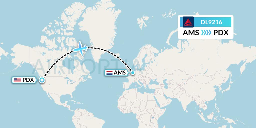 DL9216 Flight Status Delta Air Lines: Amsterdam to Portland (DAL9216)