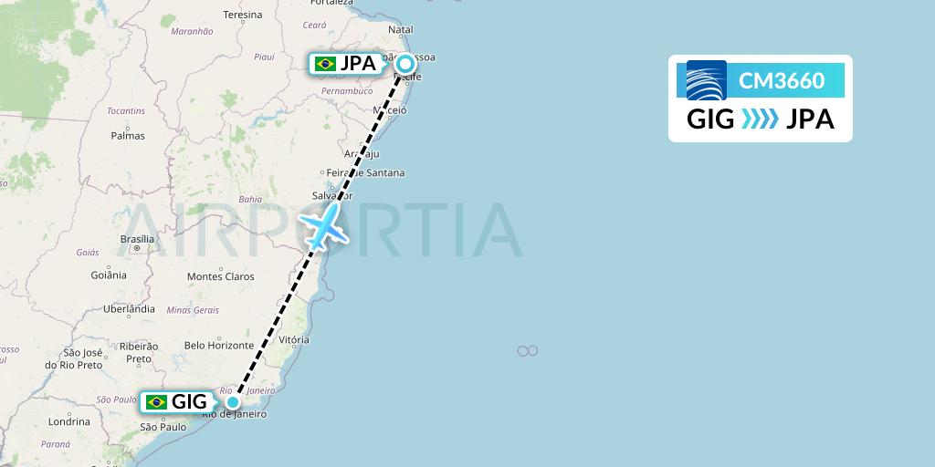 CM3660 Flight Status Copa Airlines: Rio de Janeiro to Joao Pessoa (CMP3660)
