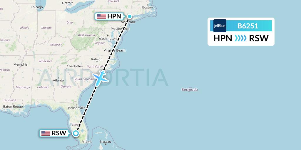 B6251 Flight Status JetBlue Airways: White Plains to Fort Myers (JBU251)