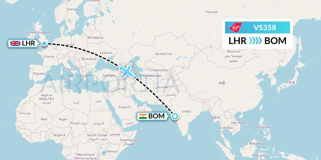 VS358 Flight Status Virgin Atlantic Airways: London to Mumbai (VIR358)