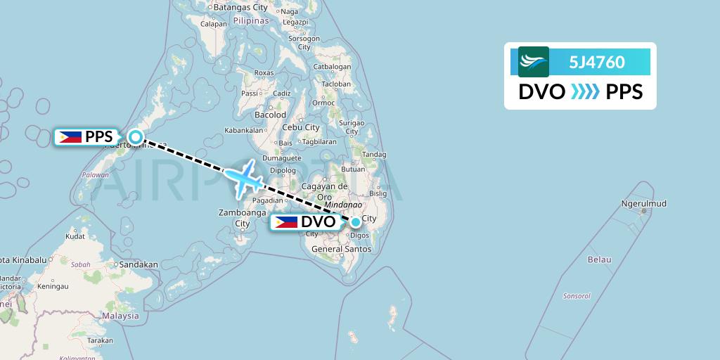 5J4760 Flight Status CEBU Pacific Air: Davao City to Puerto Princesa ...