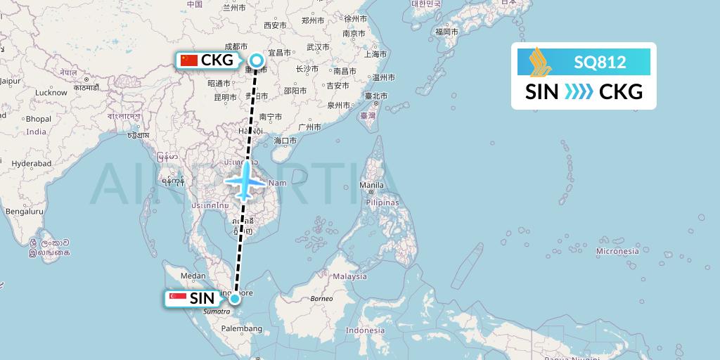 SQ812 Flight Status Singapore Airlines: Singapore to Chongqing (SIA812)