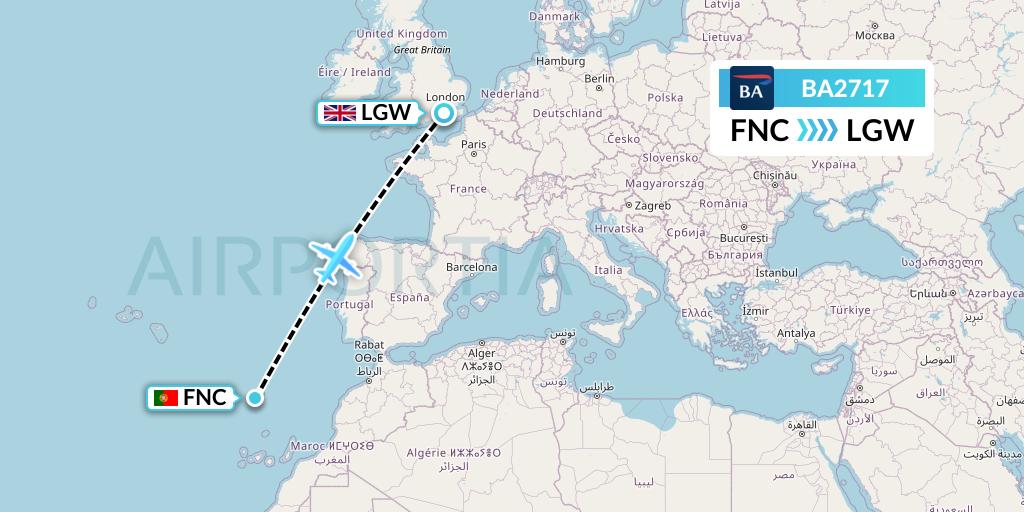 BA2717 Flight Status British Airways: Funchal to London (BAW2717)