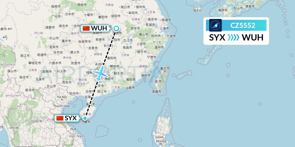 CZ5552 Flight Status China Southern Airlines: Sanya to Wuhan (CSN5552)