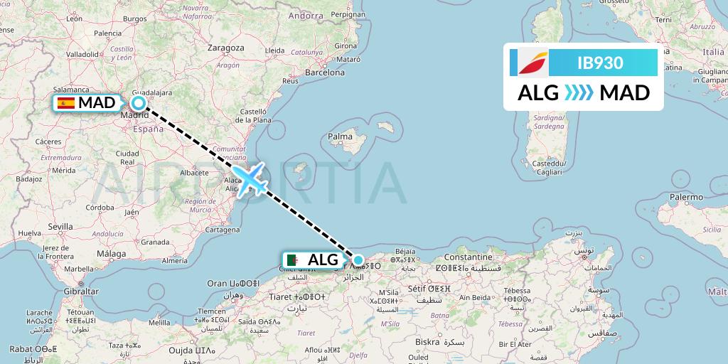 IB930 Flight Status Iberia: Algiers to Madrid (IBE930)
