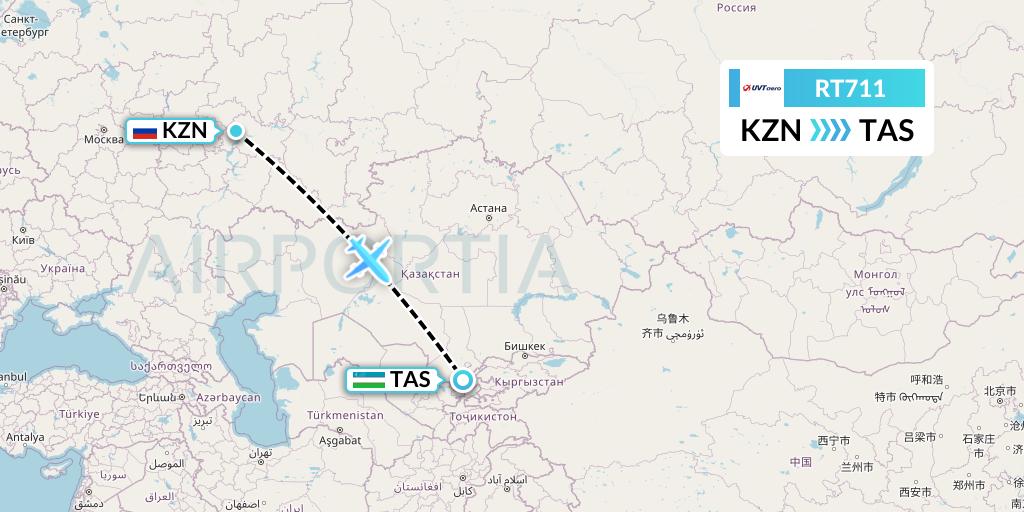 RT711 Flight Status UVT aero: Kazan to Tashkent (UVT711)