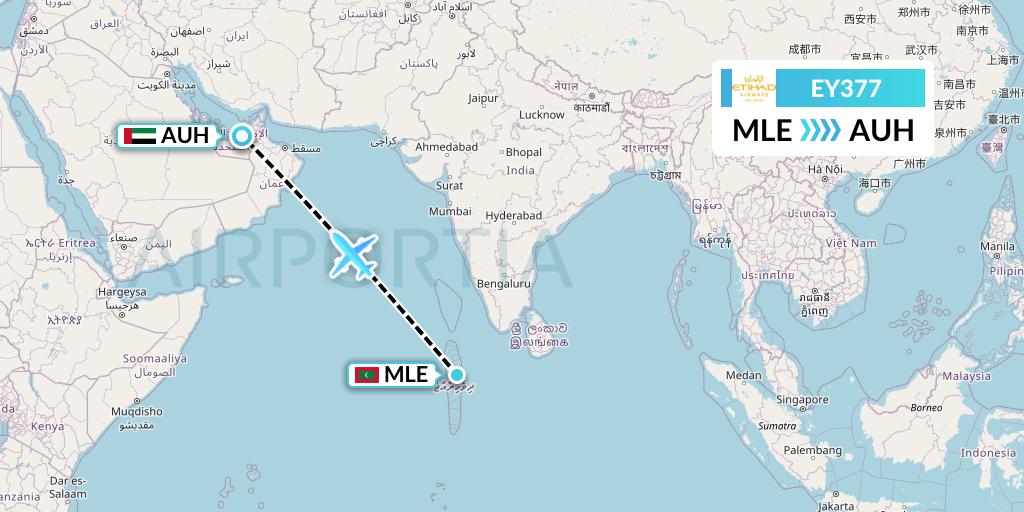 EY377 Flight Status Etihad Airways: Male to Abu Dhabi (ETD377)