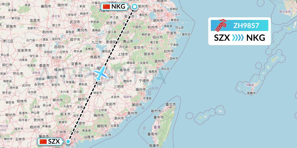 ZH9857 Flight Status Shenzhen Airlines: Shenzhen to Nanjing (CSZ9857)