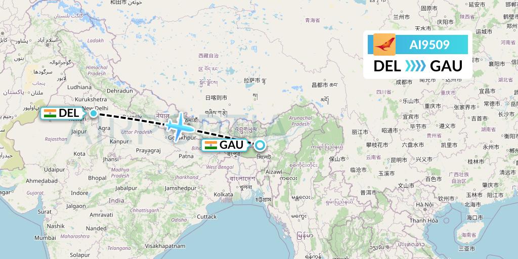 AI9509 Flight Status Air India: Delhi to Guwahati (AIC9509)