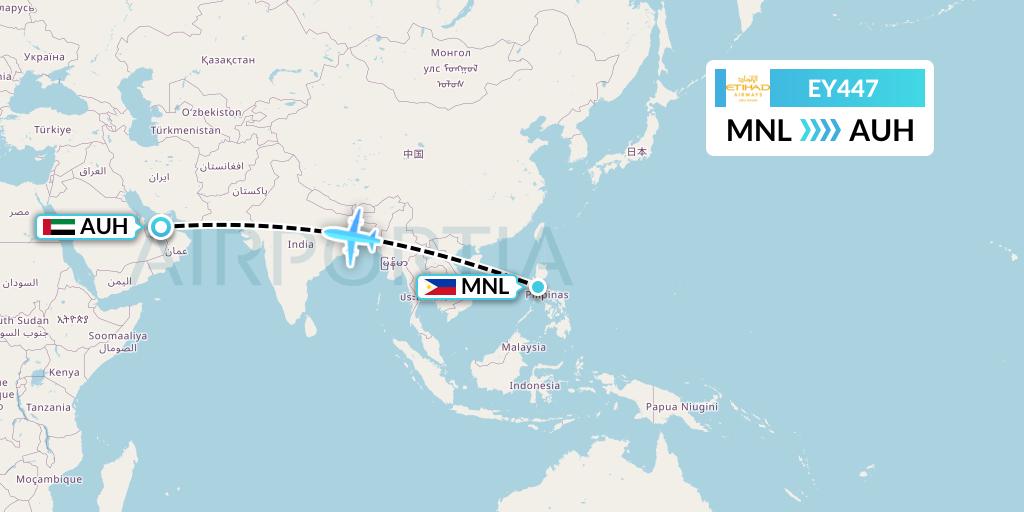 EY447 Flight Status Etihad Airways: Manila to Abu Dhabi (ETD447)