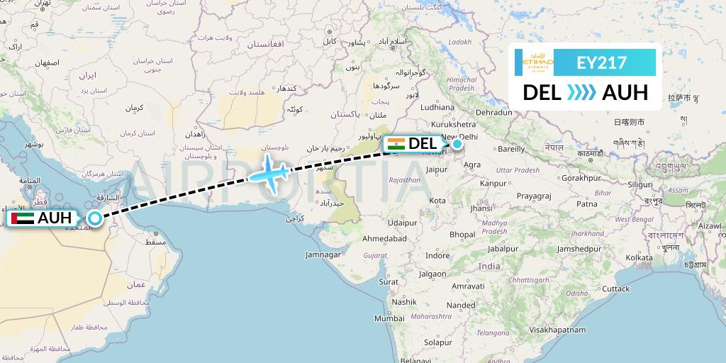 EY217 Flight Status Etihad Airways: Delhi to Abu Dhabi (ETD217)