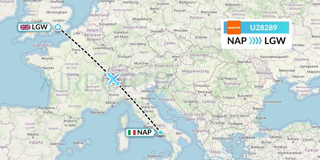 U28289 Flight Status EasyJet: Naples to London (EZY8289)