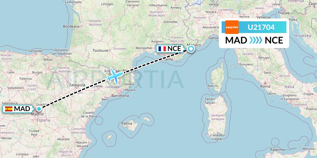 U21704 Flight Status EasyJet: Madrid to Nice (EZY1704)