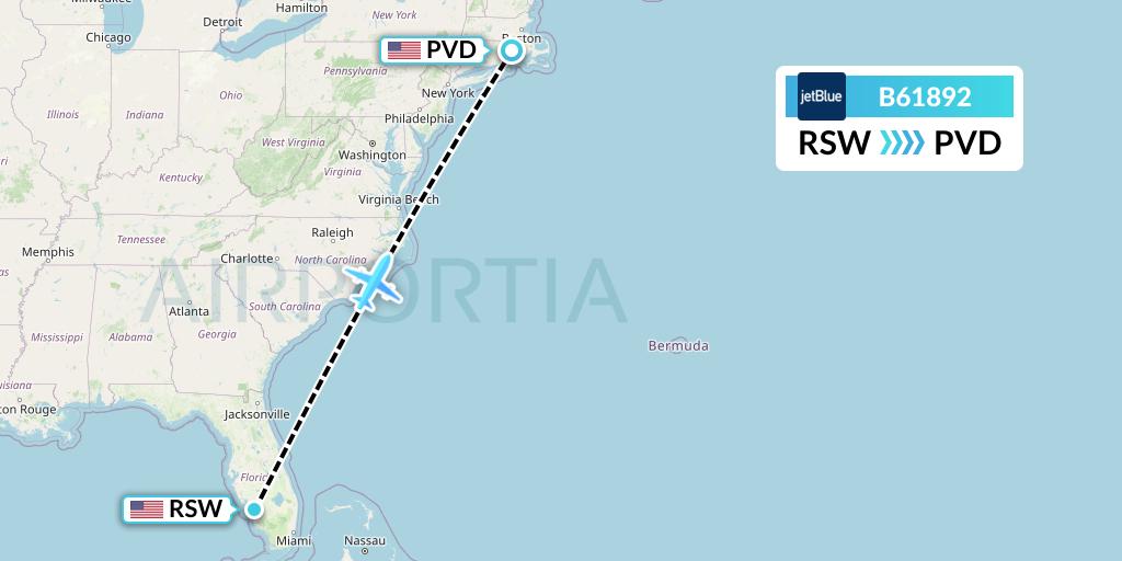 B61892 Flight Status JetBlue Airways: Fort Myers to Providence (JBU1892)