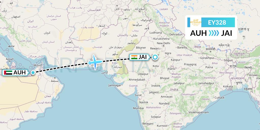 EY328 Flight Status Etihad Airways: Abu Dhabi to Jaipur (ETD328)