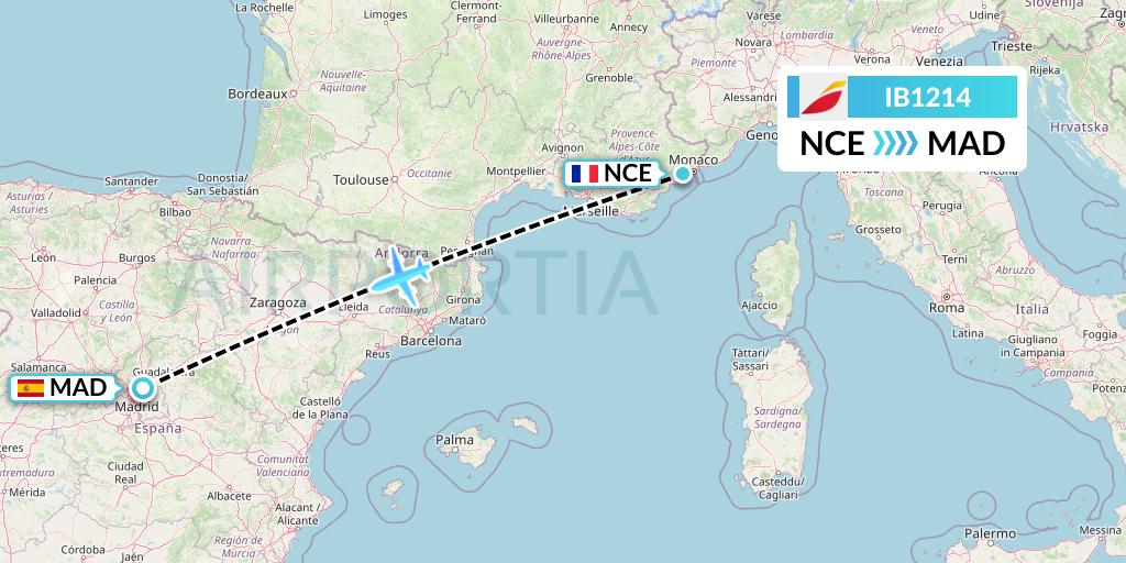 IB1214 Flight Status Iberia: Nice to Madrid (IBE1214)