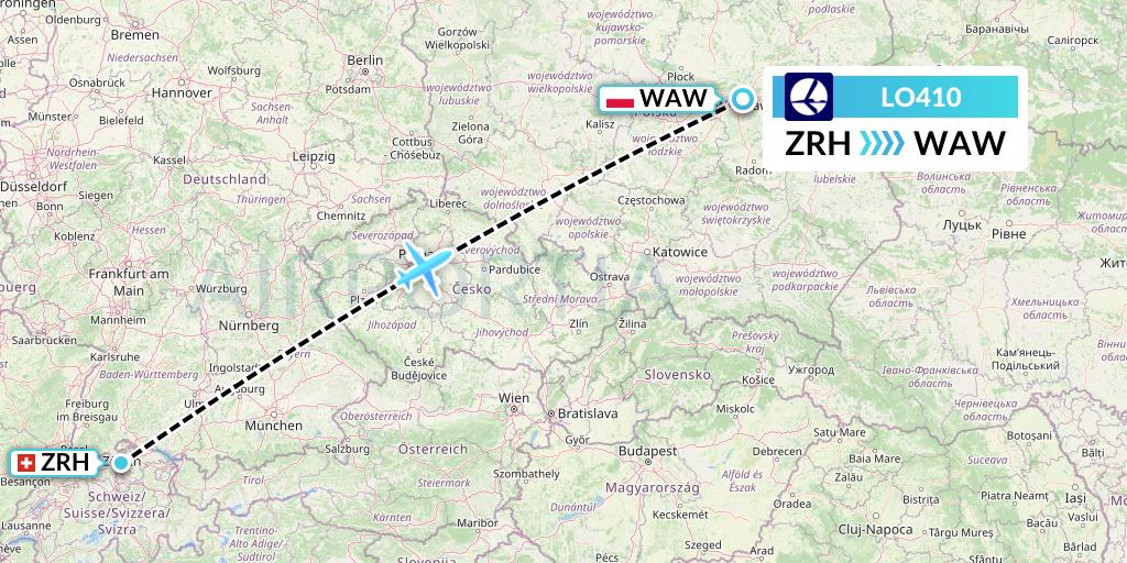 LO410 Flight Status LOT: Zurich to Warsaw (LOT410)