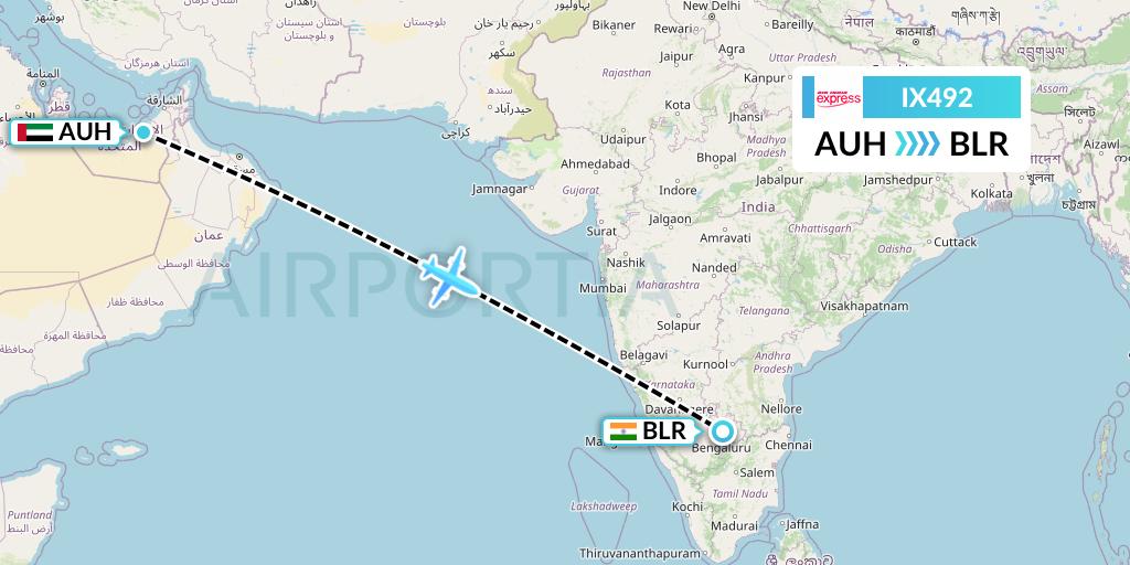 IX492 Flight Status Air India Express: Abu Dhabi to Bangalore (AXB492)