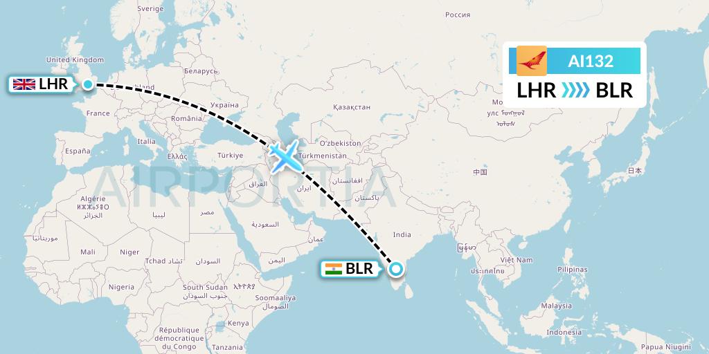AI132 Flight Status Air India: London to Bangalore (AIC132)