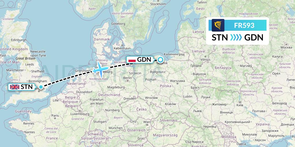 FR593 Flight Status Ryanair: London to Gdansk (RYR593)