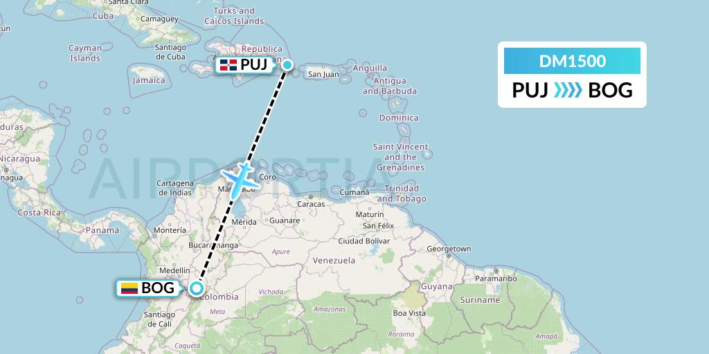 DM1500 Flight Status Arajet: Punta Cana to Bogota (DWI1500)