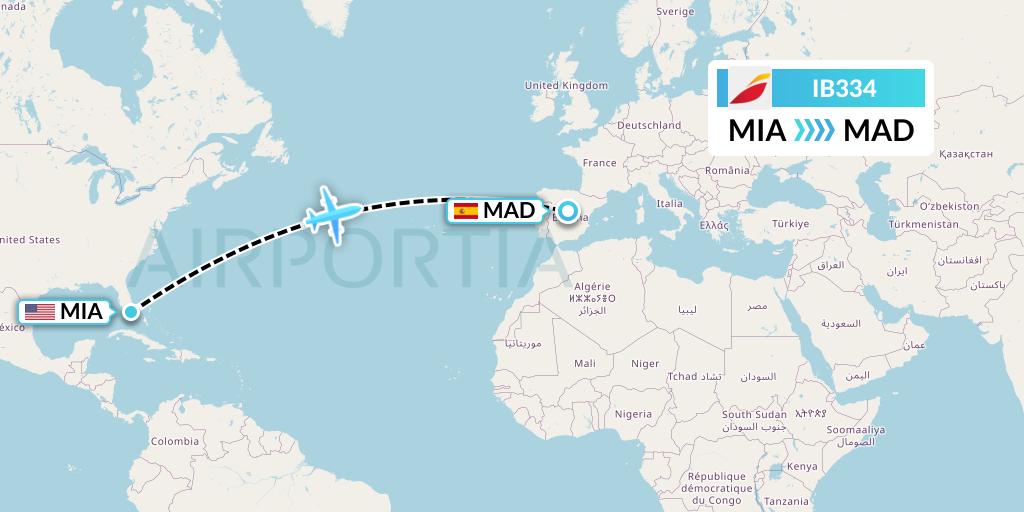 IB334 Flight Status Iberia: Miami to Madrid (IBE334)