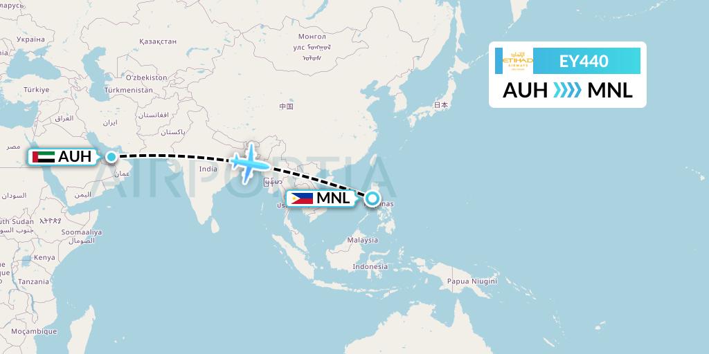 EY440 Flight Status Etihad Airways: Abu Dhabi to Manila (ETD440)