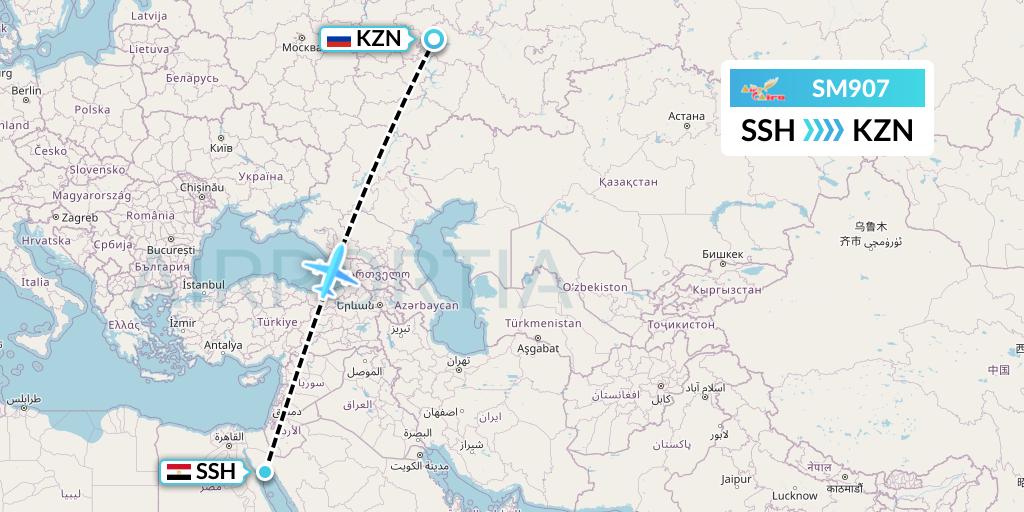 SM907 Flight Status Air Cairo: Sharm el-Sheikh to Kazan (MSC907)