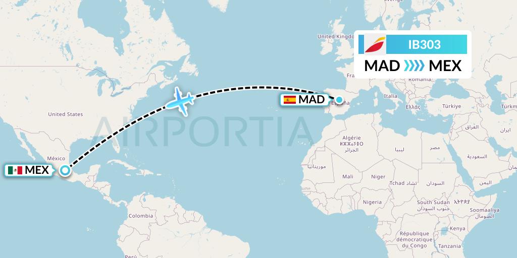 IB303 Flight Status Iberia: Madrid to Mexico City (IBE303)