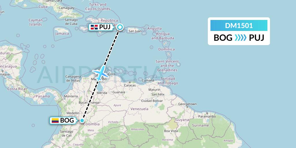 DM1501 Flight Status Arajet: Bogota to Punta Cana (DWI1501)