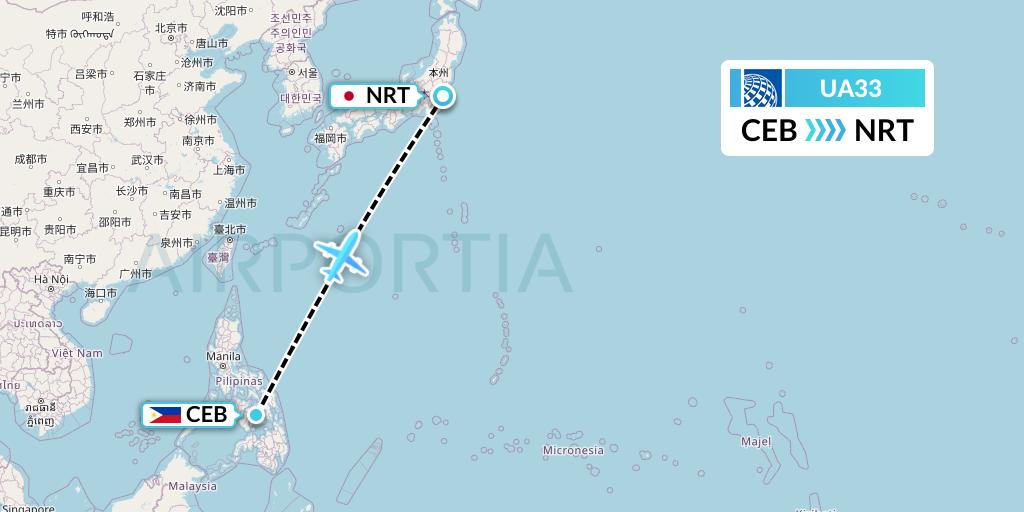UA33 Flight Status United Airlines: Cebu to Tokyo (UAL33)