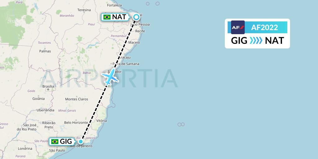 AF2022 Flight Status Air France: Rio de Janeiro to Natal (AFR2022)