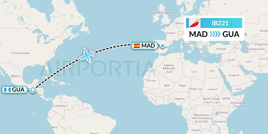IB221 Flight Status Iberia: Madrid to Guatemala City (IBE221)