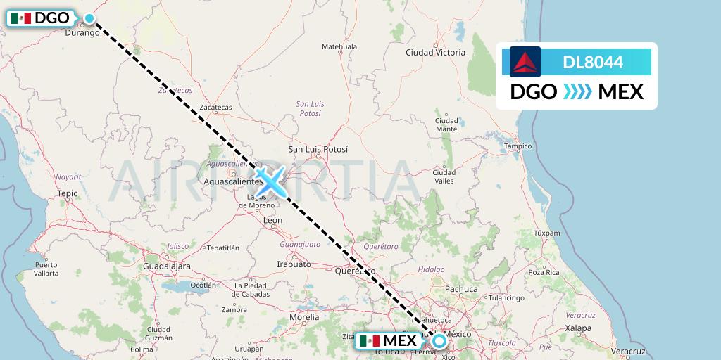 DL8044 Flight Status Delta Air Lines: Durango to Mexico City (DAL8044)