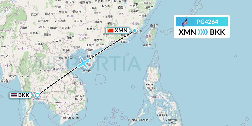 PG4264 Flight Status Bangkok Airways: Xiamen to Bangkok (BKP4264)