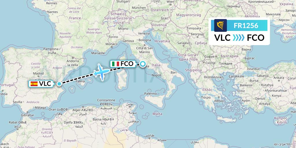 FR1256 Flight Status Ryanair: Valencia to Rome (RYR1256)