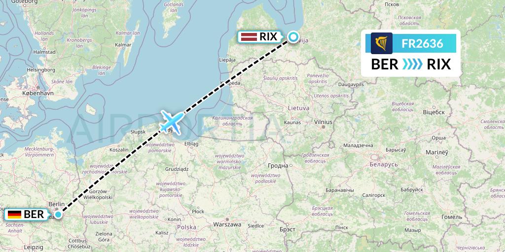 FR2636 Flight Status Ryanair: Berlin to Riga (RYR2636)