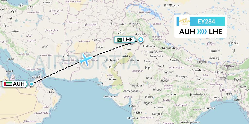 EY284 Flight Status Etihad Airways: Abu Dhabi to Lahore (ETD284)