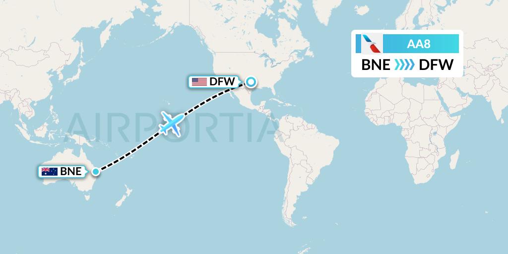 AA8 Flight Status American Airlines: Brisbane to Dallas (AAL8)