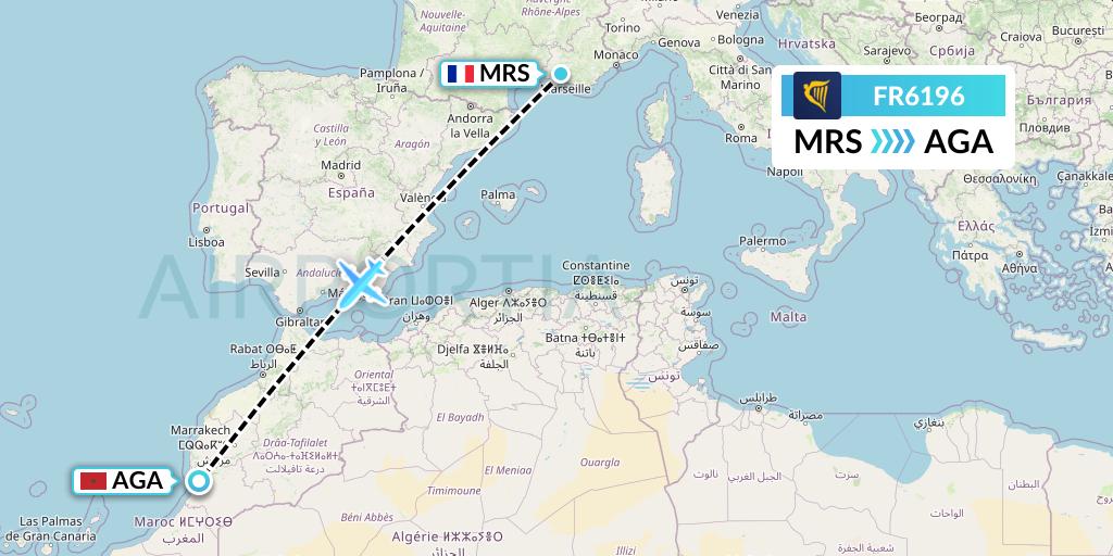 FR6196 Flight Status Ryanair: Marseille to Agadir (RYR6196)